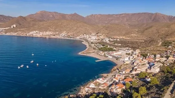 Aerial drone photo of the coastal town named La Azohia in