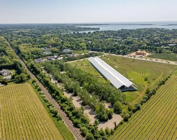 Aerial view of the Parrish Museum and surrounding area