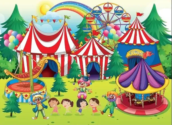 Children having fun at the circus illustration Our beautiful Wall Art ...