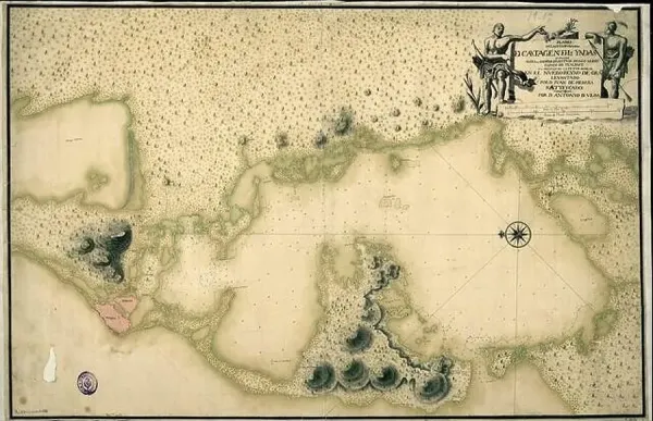 Hand-colored 18th century map of what is the present-day