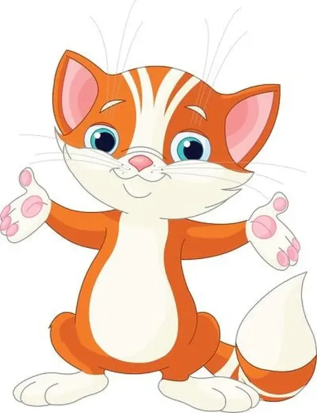 Red Kitten raising his hands Illustration of cute red